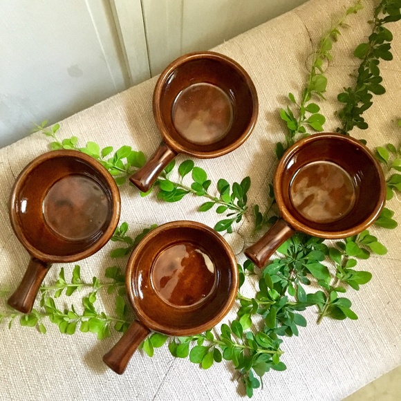 Vintage | Kitchen | Vintage 4 Set Brown Potterystoneware Soup Crocs ...